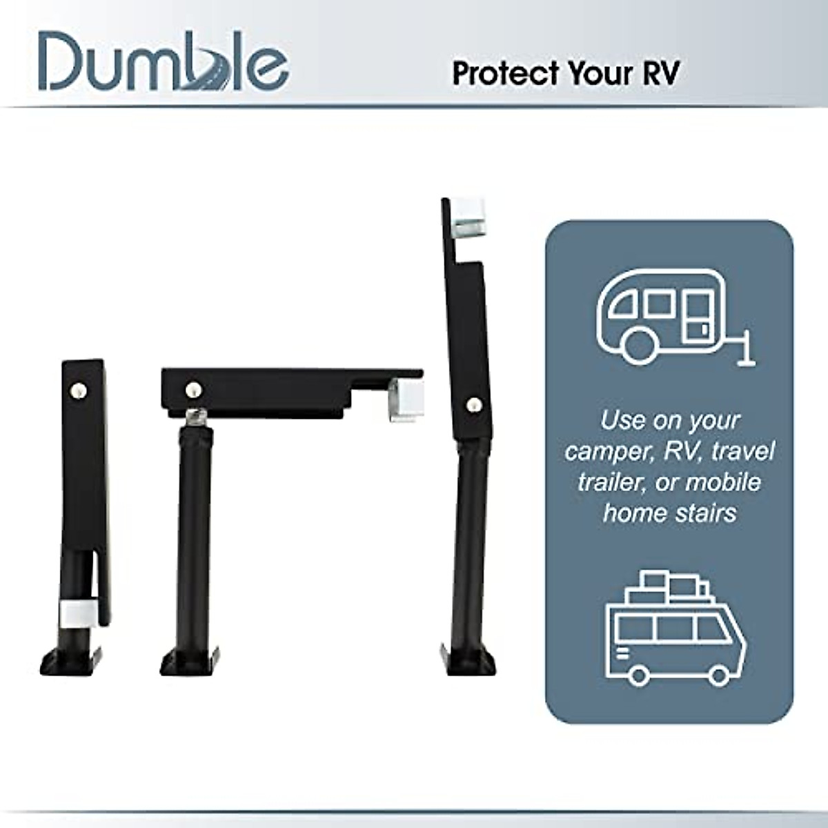 Dumble RV Camper Step Stabilizer - 9 to 13in Adjustable Camper Steps Folding Stair Leveling Jack for Travel Trailer