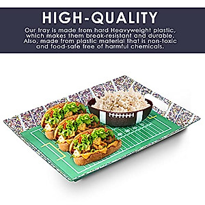 Football Stadium Serving Tray and Bowl, Reusable Game Trays for Football Gameday, Birthday Parties, Tailgate Party Decorations, Chip N Dip Hard Plastic Set