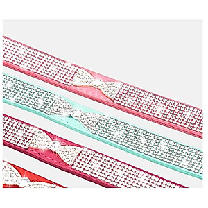 Small Dog Collar Diamond Bling Girl Puppy Cat Collars Rhinestone Cute Bowtie Female Boy Little Pet Kitten Collar Animals Purple S
