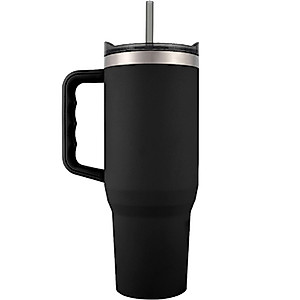 Yukon Outfitters Fit Forty 40oz Double Wall Vacuum Insulated Stainless Steel Tumbler with Reusable Straw & Ergonomic Handle | For Hot or Cold Beverage, Black