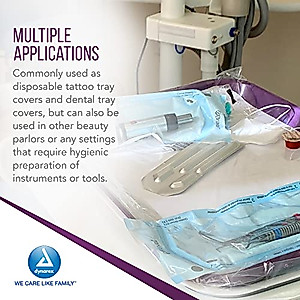 Dynarex Tray Sleeves, Tattoo and Dental Tray Sleeves, Made of Clear Plastic, Barrier Between Tray and Instruments, Medium, 10 ½” x 14”, 1 Box of 500