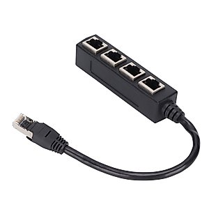Zhiyavex RJ45 Splitter Adapter,1 to 4 Port Smooth Transmission Excellent Connection Network Cable Adapter,PCB Board Ethernet Adapter for All Networks, Homes and Offices, Broadband Connections, black