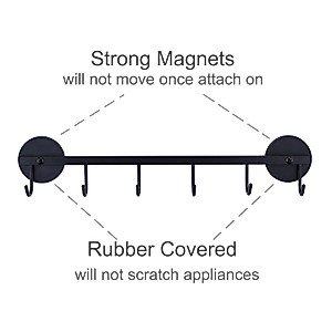 LEVOSHUA 6 Hooks Magnetic Utensil Holder Untensil Rack Tool Hanger Organizer for Refrigerator, Metal Cabinet, Metal Stove, Grill, BBQ