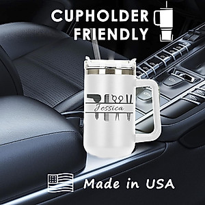 LifGif Babershop Personalized Tumbler 40 oz Laser Engraved, Insulated Cup with Handle, Lid and Straw, Custom Tumbler Hair Stylist Graduation Gift for Men Women Friend Stainless Steel Coffee Cup