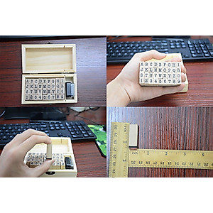 Pack of 36 Pcs Small Wooden Rubber Stamps 0.2 Inch of Letter and Number for DIY Craft Card and Photo Album (B)