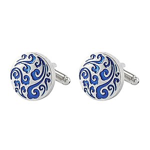 Cuff Link Set Cuff Women's French Nails Metal for Men and Men's Shirt Fashion Studs Gifts Cufflink Shirt Cuffs Tie Clip Set (D, One Size)