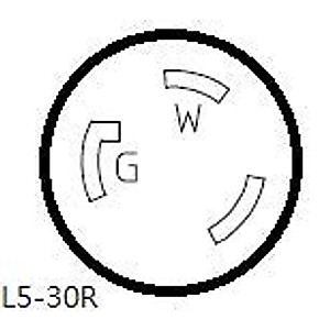Parkworld 62701 AC Power Adapter Cord NEMA L6-30P Male to L5-30R Generator 30A Outlet for PDUs, 125 Volt 1.5FT