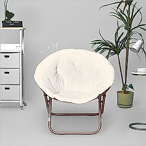 Urban Lifestyle Faux Fur Saucer Chair, 22"D x 32"W x 29"H, White/Gold