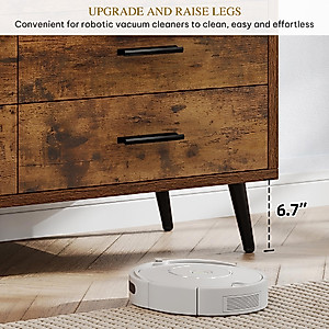 DWVO Rustic Brown 7 Drawer Dresser, 47" W Large Double Dresser Chest of Drawers, Modern Wood Storage Dresser Organizer with Black Metal Handles & Anti-Tipping Device for Hallway, Entryway