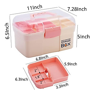 Kinsorcai 11'' Plastic Box Organizer with Removable Tray, Sewing Box Organizer, Art & Craft Storage Box for Girls, Multipurpose Storage Organizer Box for Cosmetic (White)
