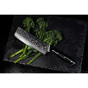 Oxford CHEF Nakiri Chef Knife 6.5 Inch - Damascus Japanese VG10 Super Steel 67 Layer High Carbon Stainless Steel