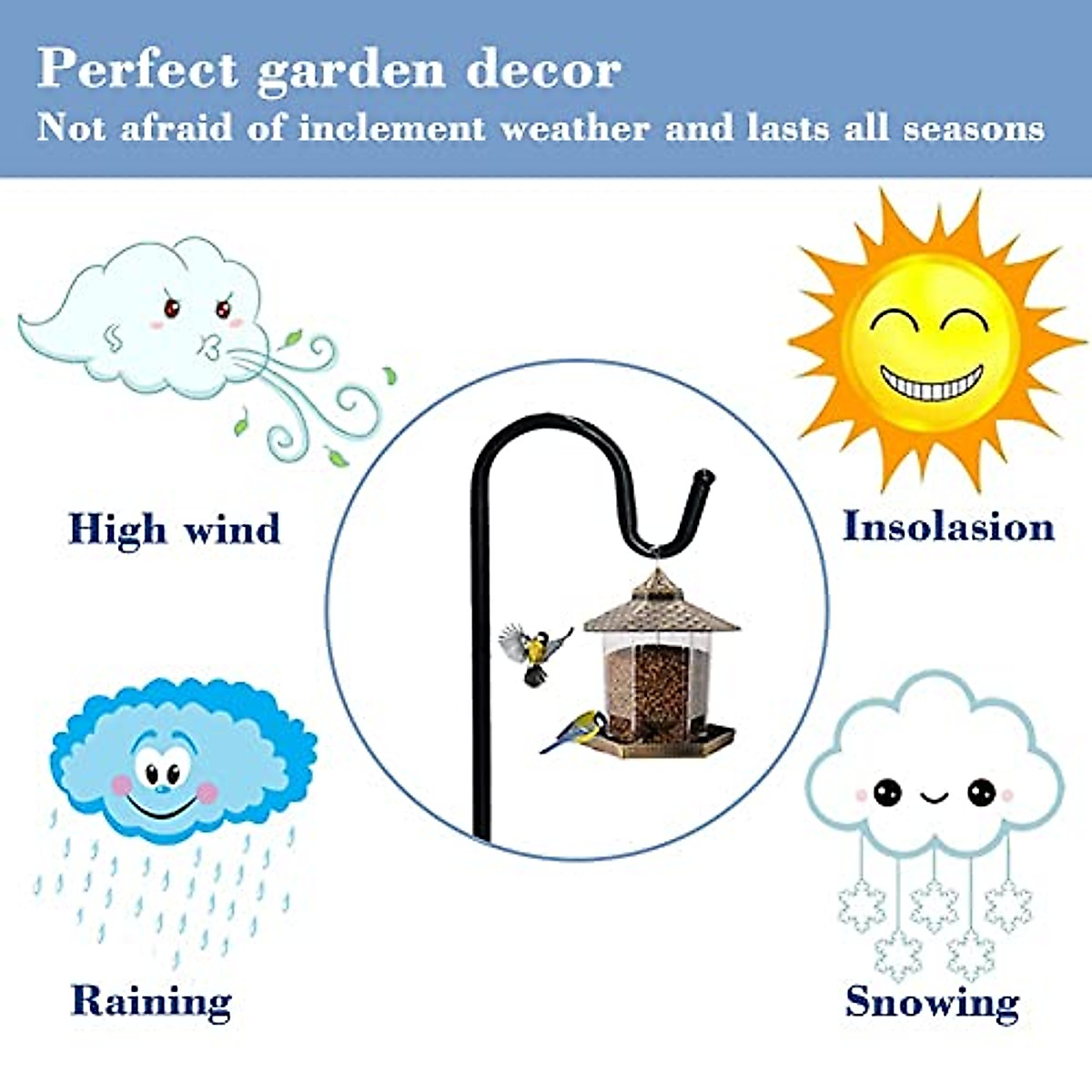 BYBAG Adjustable Double Shepherds Hook,94.5 Inch Tall Heavy Duty Hanging Stakes Two Sided Garden Pole for Bird-Feeder Lantern Plant-Hook Garden-Stake,Plant Stand Hanger for Outdoor Wedding Decor