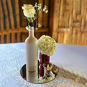 mwellewm 12 Packs Round Mirror Centerpieces for Tables, Mirror Tray Candle Plate Tray for Candles,Wedding Table Centerpiece Decorations,Party Decor and Crafts,20 x 20 cm