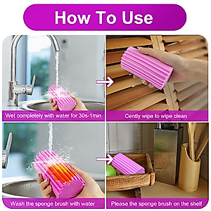 BITOPE 3 Pack Natural Duster, Magical Dust Cleaning Sponge, Duster for Cleaning Venetian & Wooden Blinds, Vents, Radiators, Skirting Boards, Gray +Pink+Yellow