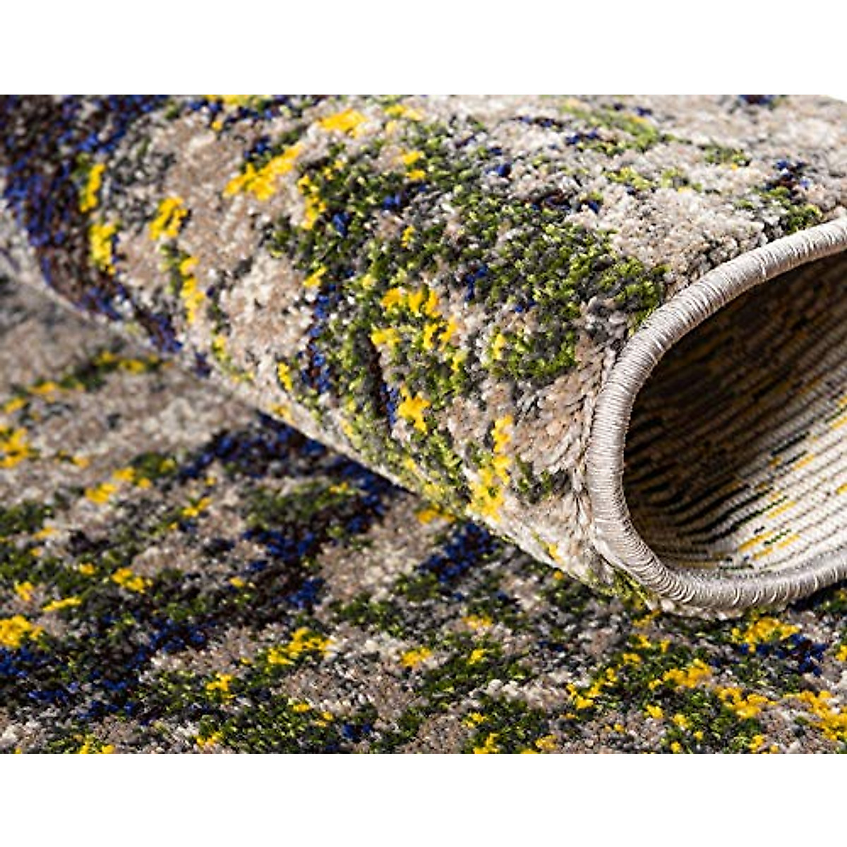 Unique Loom Estrella Collection Distressed, Abstract, Dark Colors, Modern Area Rug, 3 ft 3 in x 5 ft 3 in, Gray/Beige