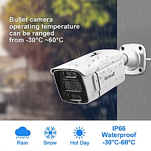 JideTech HD 5MP POE Camera Outdoor, 2592x1944P Bullet IP Security Camera with 2 Way Audio, Night Vision 65ft, Motion Detection, IP66 Waterproof, Support H.265+ Video Compression, 24/7 Recording