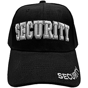 mens Security Hat Baseball Ball Cap Black Embroidered Adjustable 100% Cotton