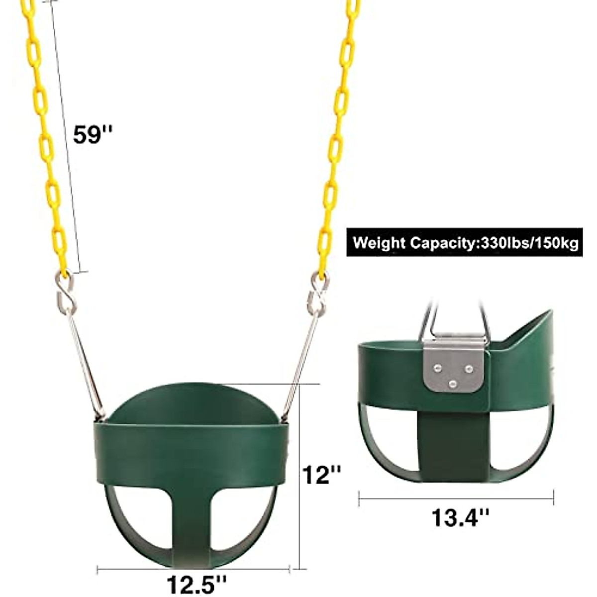 RedSwing High Back Toddler Bucket Swing Seat with Coated Chains, Heavy Duty Kids Swing Seat for Outside, Playground, Backyard, Swing Set Accessories