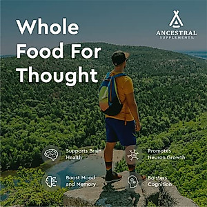 Ancestral Supplements Grass Fed Beef Brain Supplement with Beef Liver, 3000mg, Whole Food Brain Support for Brain, Mood & Memory Health, Brain & Liver Health Formula Capsules, Non-GMO, 180 Capsules