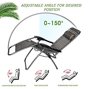 Livebest Set of 2 Adjustable Zero Gravity Chair Patio Lounge Chairs Folding Recliner Outdoor Pool Yard Beach