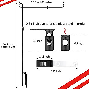 10 Pack Garden Flag Holder Stand Three Prongs Flag Holder Garden Flag Pole Holder Metal Powder Coated Flag Pole with Clip Stopper for Outdoor Garden Home Lawn Decoration with Clips, 15 Inch