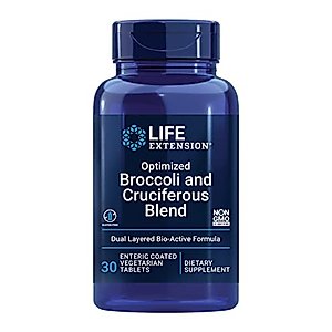 Life Extension Optimized Broccoli & Cruciferous Blend – Broccoli Seed, Rosemary, Cabbage Extract Green Vegetable Food Supplement - Gluten-Free, Non-GMO, Vegetarian – 30 Tablets