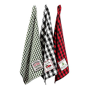 DII Holiday Kitchen Towels Embroidered Dish Towel Set, 18x28, Tree Farm, 3 Piece