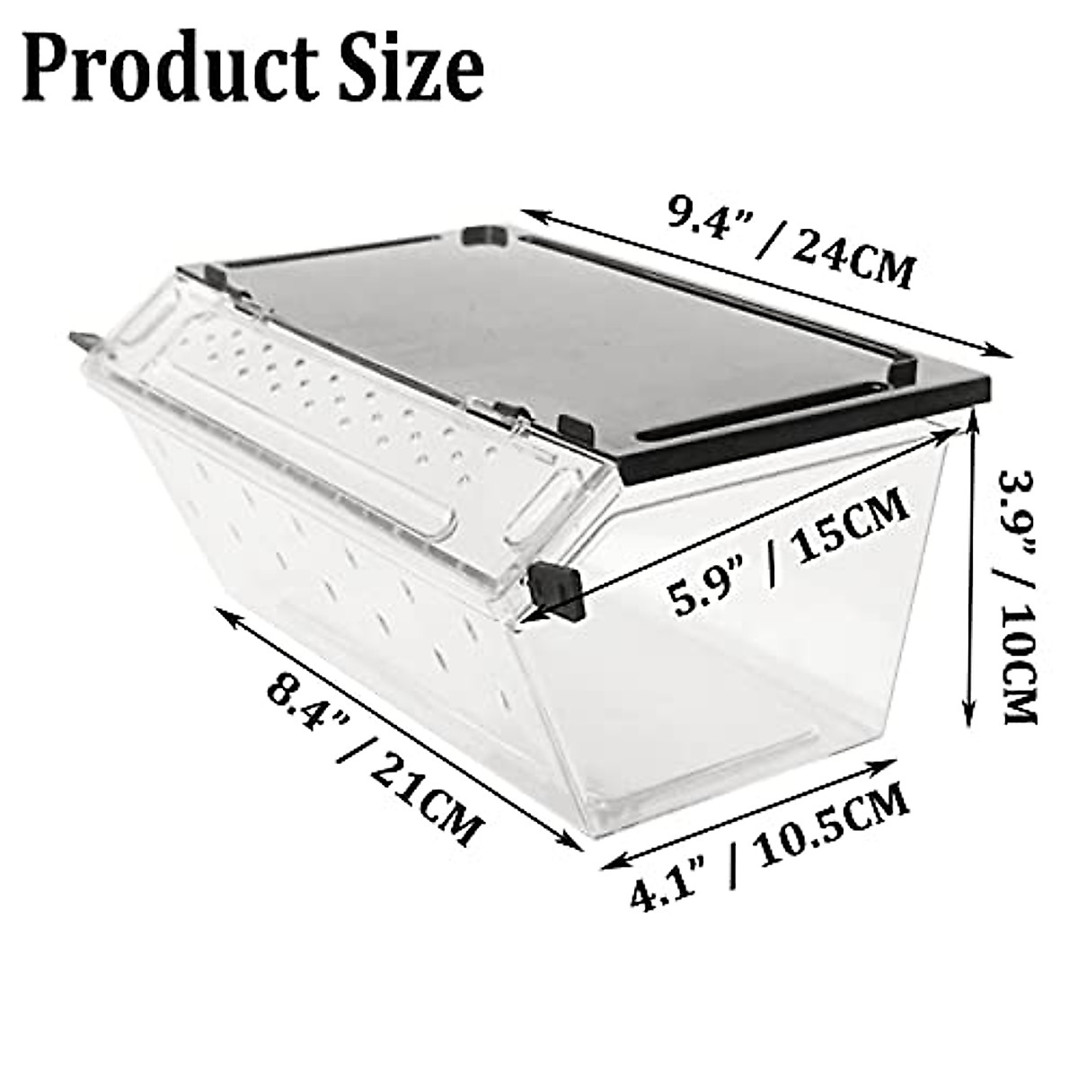 PINVNBY Reptile Feeding Box Transparent Snake Breeding Box Plastic Lizard Hatching Container Portable Gecko Habitat for Spiders Scorpions Frogs Tarantulas Turtles Hideout 9.4×4.1×3.9  
