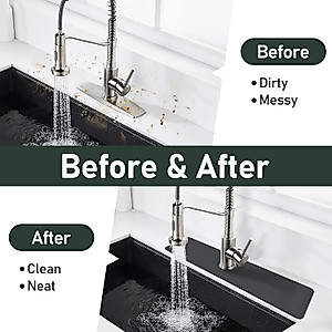 LOPNUR Faucet Mat for Kitchen Sink, 24 Inch Long Kitchen Sink Splash Guard Behind Faucet, Cuttable Kitchen Faucet Mat for Bathroom Sink Faucet Mat Splash Guard with Absorbent Diatomite, Grey