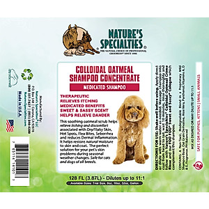 Nature's Specialties Colloidal Oatmeal Ultra Concentrated Dog Shampoo Concentrate for Pets, Makes up to 1.5 Gallons, Natural Choice for Professional Groomers, Relieves Itching, Made in USA, 16 oz