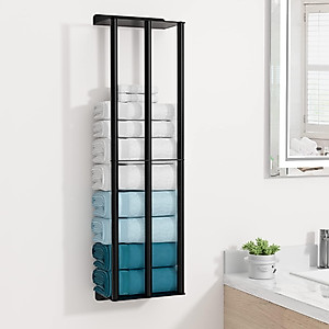 Susswiff Towel Racks for Bathroom, Towel Storage Wall Mounted, Rolled or Folded Towel Holder with 3 Bars, Sturdy and Large Capacity, Matte Black, Suitable for Bathe Towels and Hand Towels (matt black)