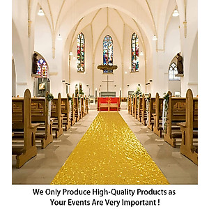 ShinyBeauty Wedding Aisle Runner Gold 4FTx35FT Sequin Aisle Runner for Wedding Ceremony Shiny Gold Aisle Runner for Weddings Bridal Aisle Runner Outdoor Wedding Walkway Decoration Floor Runner