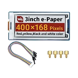 waveshare 3inch E-Paper Module (G) 400 × 168 Resolution e-Ink Display Red/Yellow/Black/White epaper Screen for Raspberry Pi 4B/3B+/3B/2B/B+/A+/Zero/Zero W/WH/Zero 2W,Jetson Nano/Arduino,SPI Interface