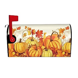 Fall Thanksgiving Pumpkin Magnetic Mailbox Covers 21x18 Inch Standard Size Autumn Orange Pumpkins Maple Leaves Mailbox Cover Farmhouse Rustic Decorations Post Box Swag for Outdoor Garden Yard Decor