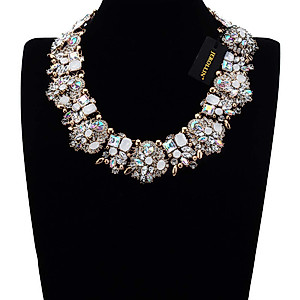 Crystal Rhinestone Statement Necklace, Vintage Chunky Chain Choker Collar Bib Statement Necklace Fashion Costume Jewelry Necklaces for Women