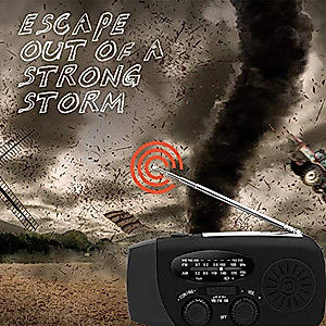 Upgraded Emergency Solar Weather Radio Hurricane Supplies Earthquake Kit Hand Crank Self Powered AM/FM/WB NOAA Wind up Survival Radios LED Flashlight 1000mAh Power Bank for iPhone Smart Phone