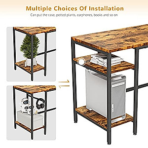 Cubiker L-Shaped Desk with Hutch, 60" Corner Computer Desk, Home Office Gaming Table with Storage Shelves, Space-Saving, Rustic Brown