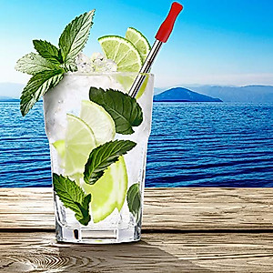 Silicone Tips for Stainless Steel Straws | Set of 8 x 6mm Multi-colored Anti-burn Safety Straw Tips and Anti Rattle Grommets | Food Grade, 8 colors, Fits Steel Straws 0.24" wide