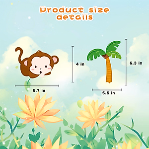 Little Monkey Hanging Swirl Banner Decor 30 Pack Green Jungle Forest Animal Foil Ceiling Streams Garland Banner Cutouts for Kids Zoo Wile One Life Baby Shower Birthday Party Supplies Room Wall Decor