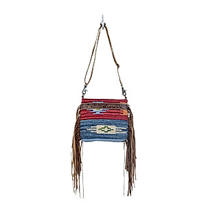 Myra Bag female Sunset Hand-Tooled Bag Upcycled Cotton & Leather S-3076