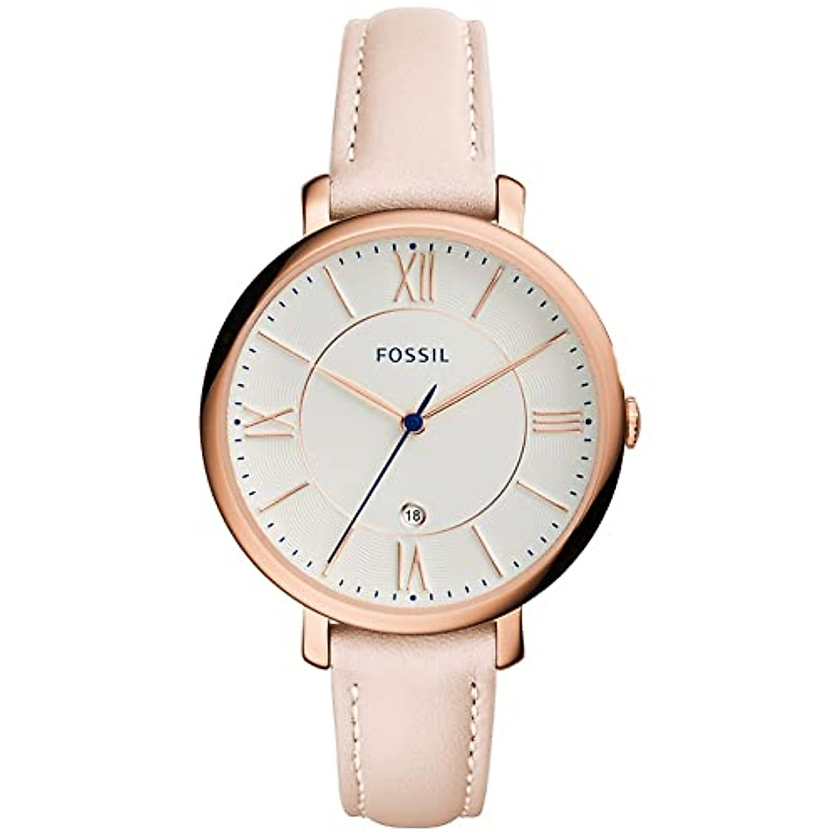 Fossil Women's Jacqueline Quartz Stainless Steel and Leather Watch, Color: Rose Gold, Blush Pink (Model: ES3988)
