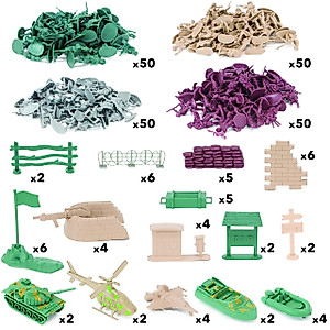 Imagination Generation Army Men Big Battle Playset Deluxe Army Toys and Green Army Men - Set Includes Tan and Green Army Men, Tanks, Jets, Walls, Helis, Battlefield Mat and More (260 pcs)