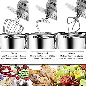 Aucma Stand Mixer,6.5-QT 660W 6-Speed Tilt-Head Food Mixer, Kitchen Electric Mixer with Dough Hook, Wire Whip & Beater (6.5QT, Silver)