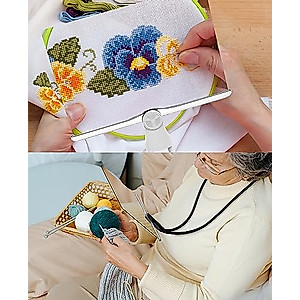 5X Hands Free Magnifying Glass for Reading.6.7" x 9.5"Large Full Book Page Magnifier for Neck Wear. Magnifier for Reading,Sewing, Cross Stitch, Inspection (White)