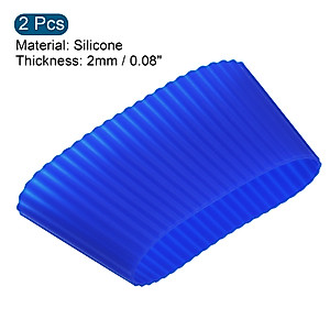 MECCANIXITY Mug Sleeves, Heat Resistant Protective Anti-Slip Cup Silicone Covers Water Bottle Boots, Blue Pack of 2