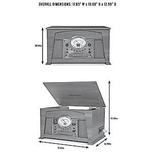 Crosley CR7015A-GY Medley 3-Speed Vinyl Record Player Turntable with Bluetooth, AM/FM Radio, CD Player, Cassette Deck, and Aux-in, Gray
