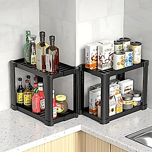 2 Pack Under Sink Organizers and Storage, 2 Tier Expandable Under Bathroom Cabinet Basket Storage Rack, Multi-purpose Storage Shelf for Bathroom Kitchen