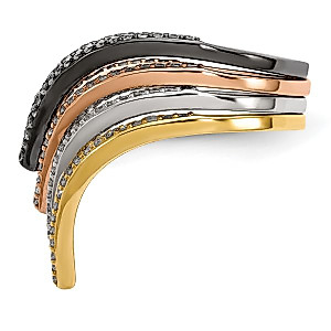 IceCarats 925 Sterling Silver Black Gold Rose Tone Cubic Zirconia CZ 4 Stackable Ring Set Size 6