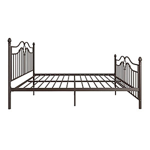DHP Tokyo Metal Platform Bed with Classic Finial Post Headboard and Footboard, Underbed Storage Space, No Box Spring Needed, King, Bronze
