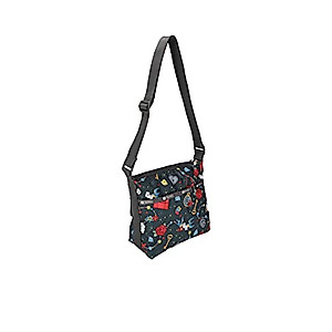 LeSportsac Keepsake Memory Small Hobo Crossbody Handbag, Style 3709/Color E465, Whimsical Colorful Design: Handbags, Hearts, Flowers & Jewels, Celebrate 1974 Iconic Debut
